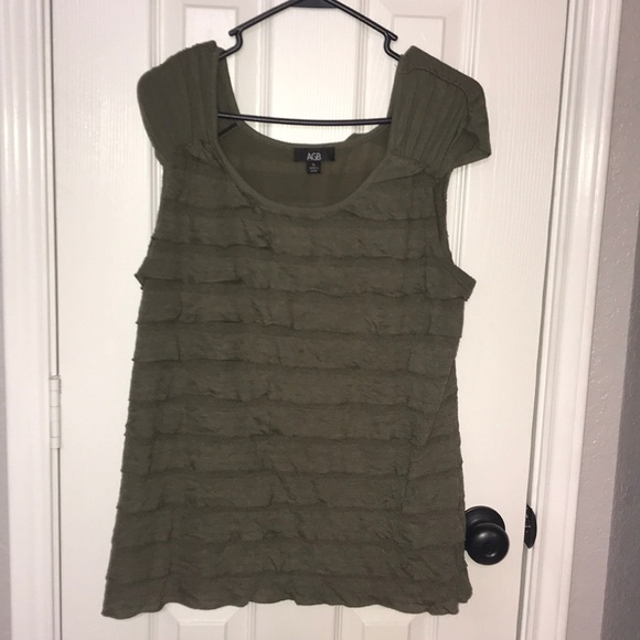AGB | Tops | Guc Agb Army Olive Green Ruffle Tank Top Size Xl | Poshmark